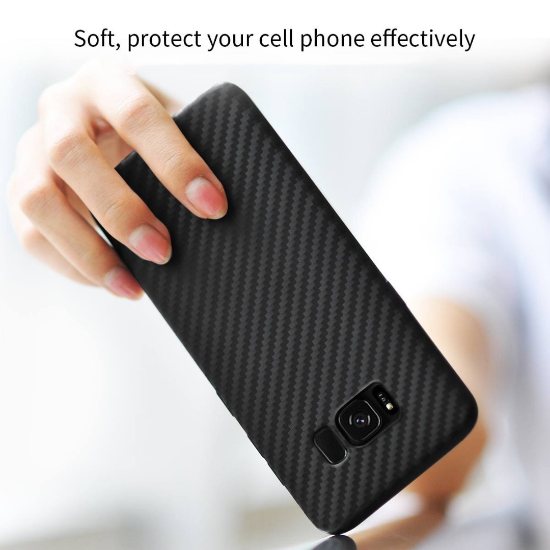 Husa slim din TPU, aspect fibra de carbon, back cover, Samsung Galaxy ...