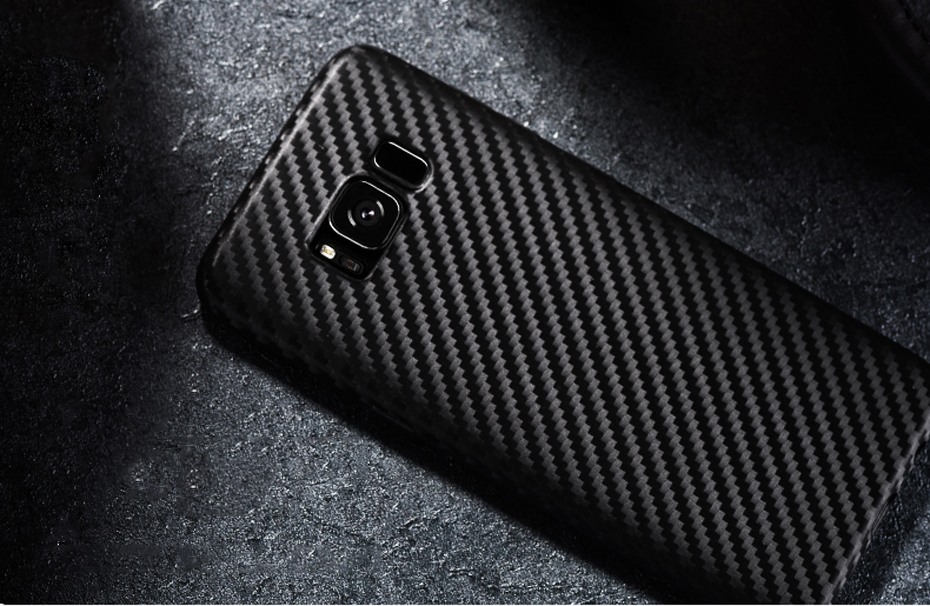 Husa slim din TPU, aspect fibra de carbon, back cover, Samsung Galaxy ...