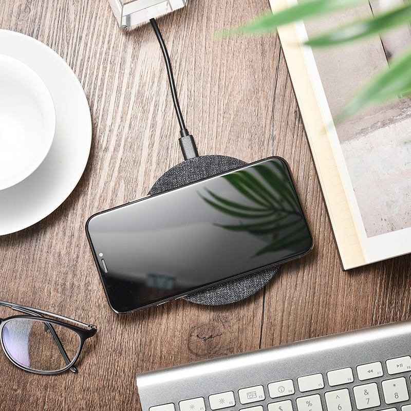 Incarcator rapid wireless, pad textil, cu cablu Type C detasabil, Xoomz ...